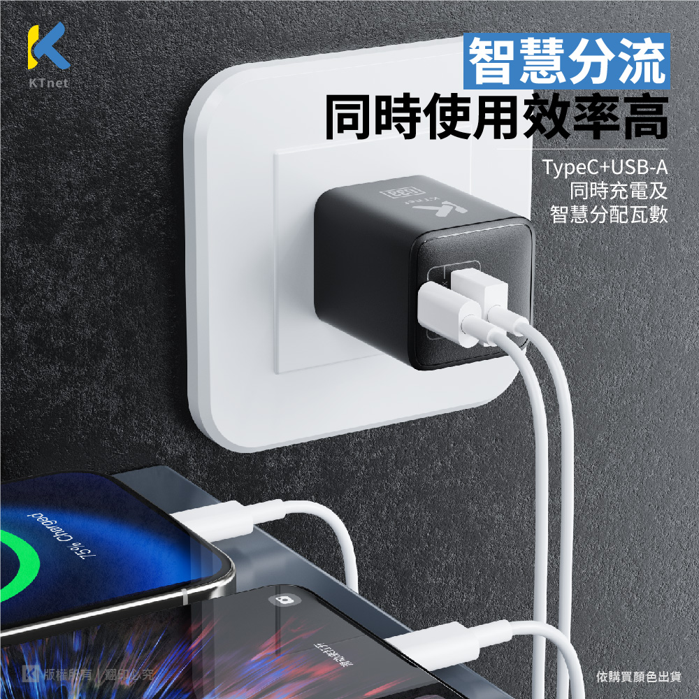 KTPWUG33-ACBK G33 氮化鎵33W全電壓充電器1A1C 黑 【KTnet】G33 氮化鎵33W全電壓充電器1A1C 黑 - kt.net-線上購物