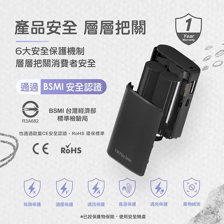 TOTO-T10000-BK TOTOLINK T10000 Type-C 雙向快充行動電源-曜黑色 TOTOLINK T10000 Type ...